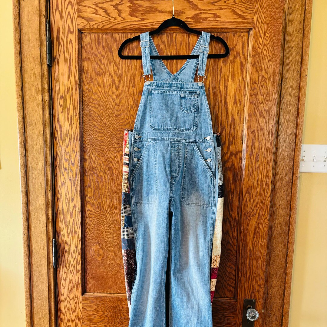 Barrel-leg Quilt Denim Overalls Patchwork Overalls - Etsy