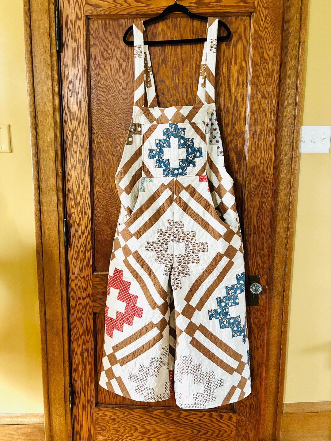 Wide Leg Quilt Overalls With Three Roomy Pockets Made From Cotton Quilt ...
