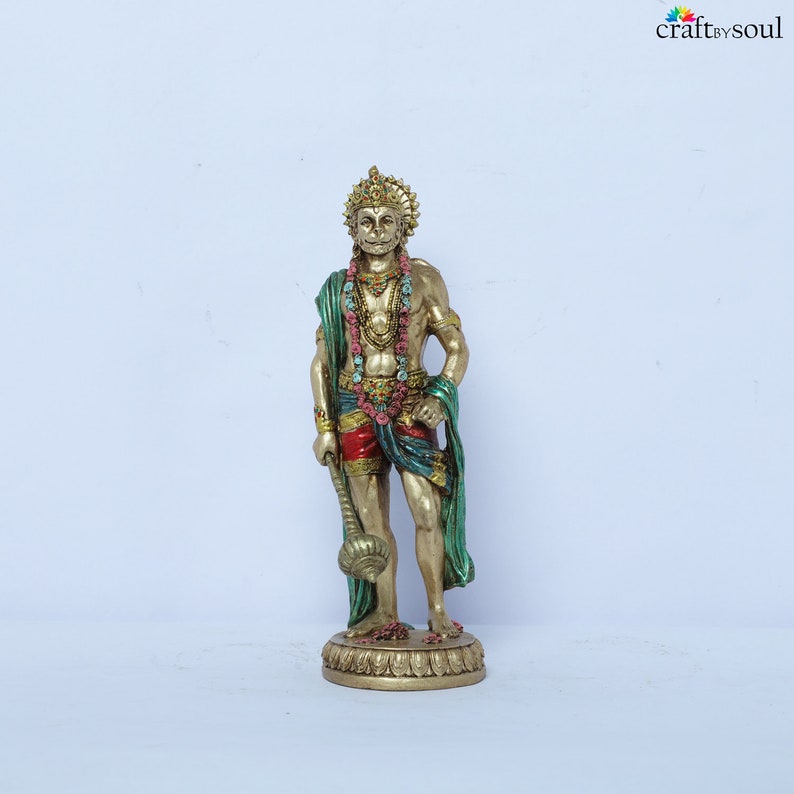 Lord Hanuman Statue,26 Cm Standing Hanuman Figurine, Resin Standing ...