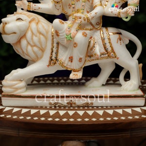Big Durga Statue in Marble,38cm Pure Marble Devi, Hand Painted Marble ...