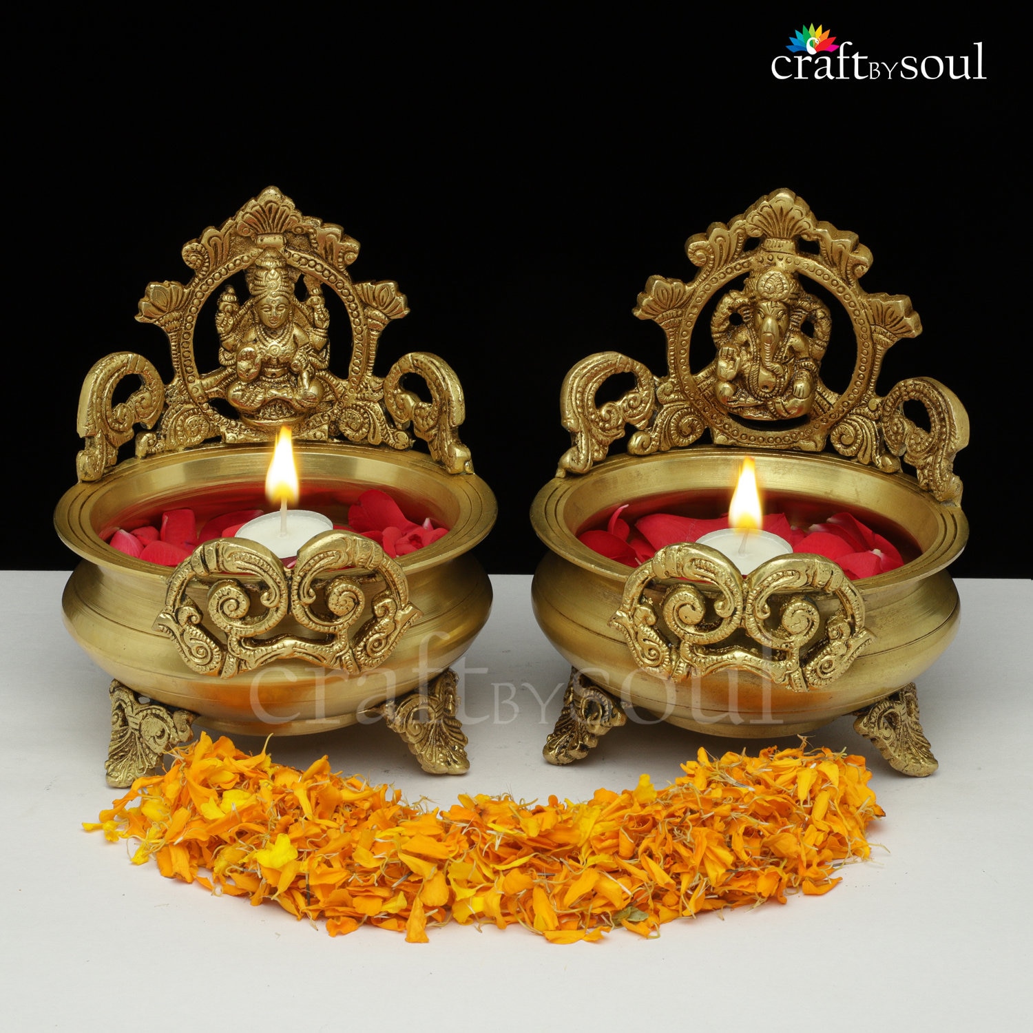 Brass Ganesha Laxmi Urli Bowl,traditional Bowl Decor Intricate Asthetic ...