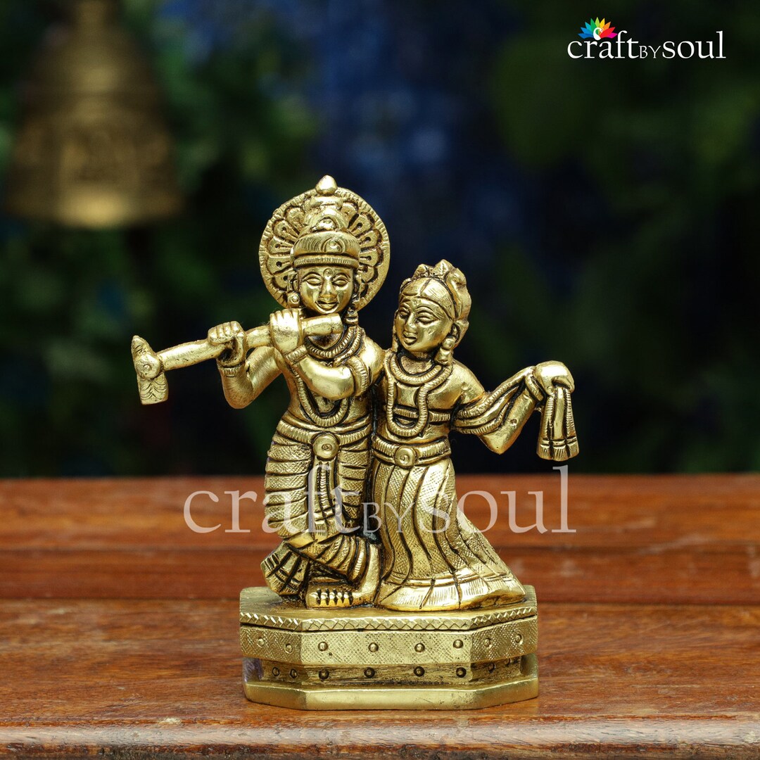Radha Krishna Statue,4 Inch Small Handmade Brass Radha Krishna Statue ...