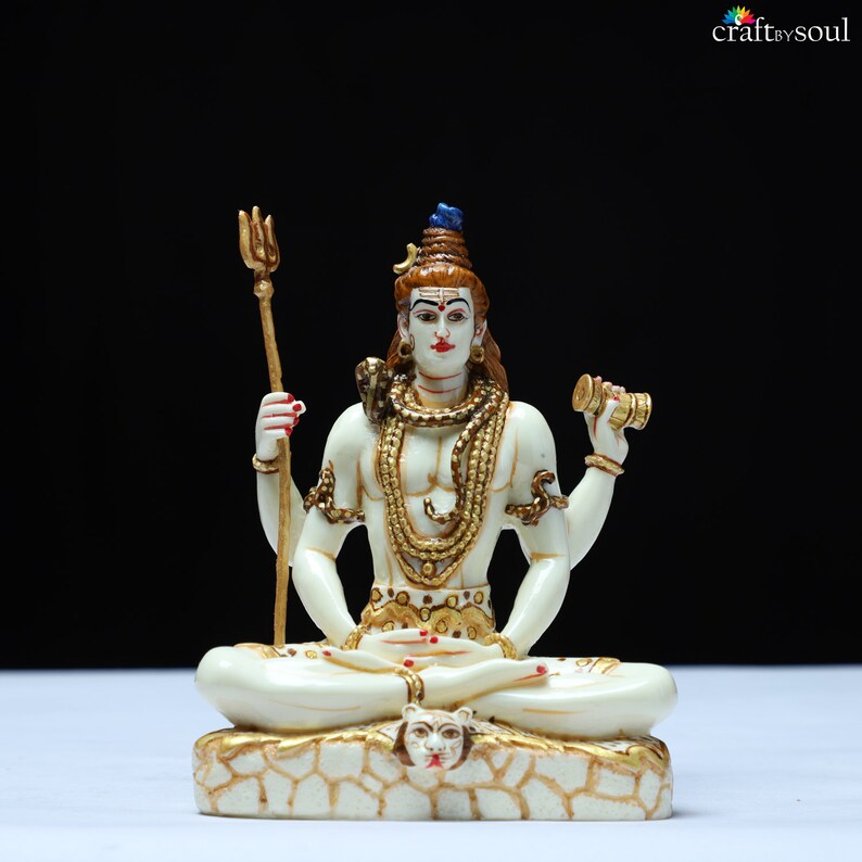 Shiva Statue 15CM Small Size Hand Painted Resin Marble Dust Lord Shiva ...