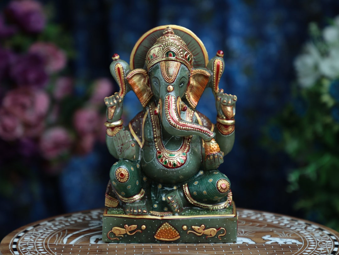 Jade Ganesha, Aventurine Ganesha,gemstone Ganesh, Ganesh Statue,quatrz ...