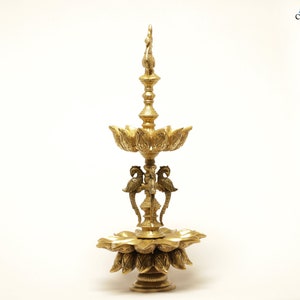 Brass Peacock Diya Stand,brass Appam Deepam,brass Deepak 21inch for ...