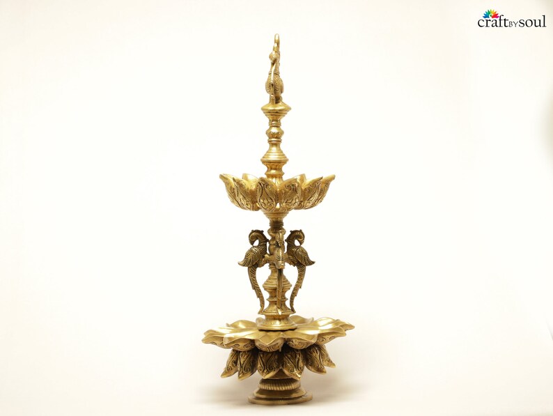 Brass Peacock Diya Stand,brass Appam Deepam,brass Deepak 21inch for ...