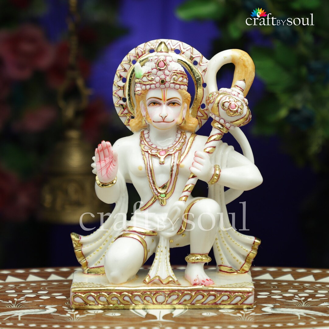 Lord Hanuman Statue,23 Cm Resin Sitting Hanuman Figurine, Dust Blessing ...
