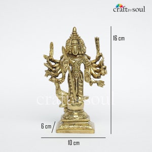 Six Headed Brass Lord Murugan Statue,16cm Small 6 Face Kartikeya Idol ...