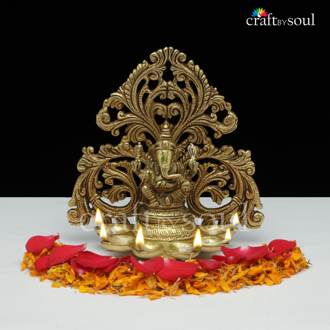 Brass Ganesh Arch Diya,17 Cm Ganesha Arch Deep, Diwali Ganapathi Deepam ...