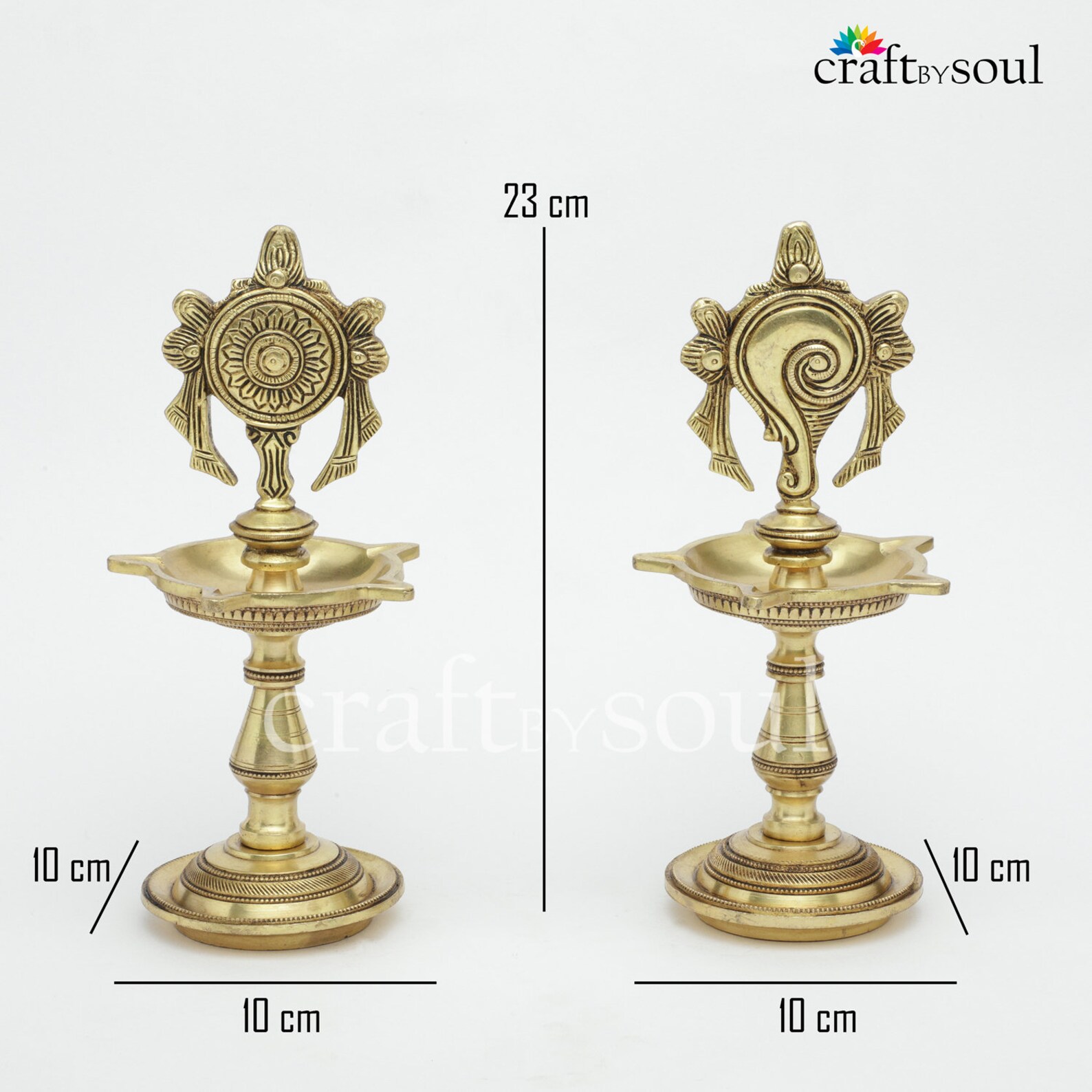 Brass Shankh Chakra Diya, Brass Appam Deepam,brass Deepak 9 Inch for ...