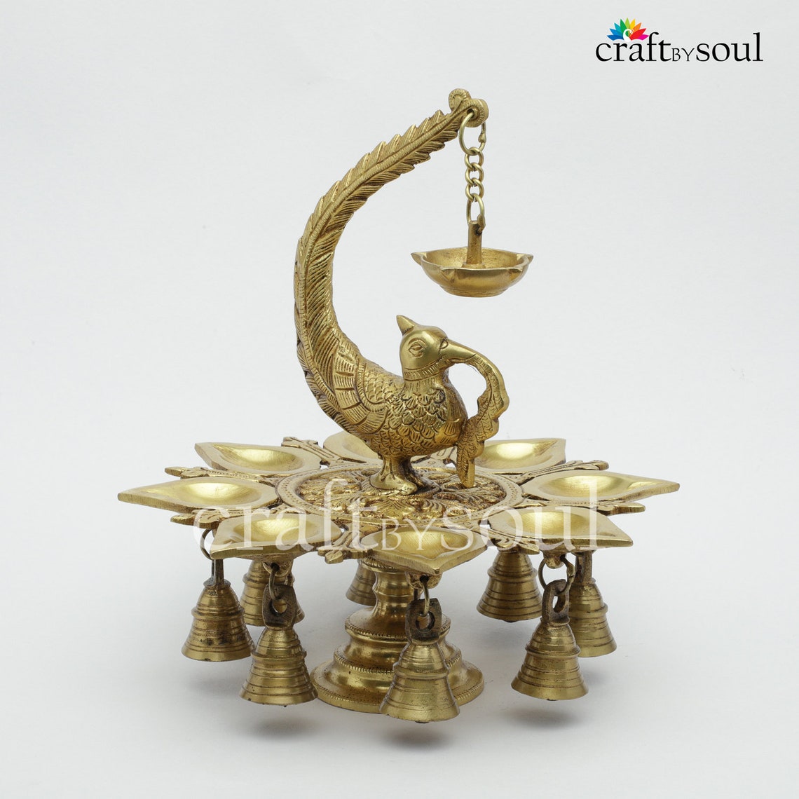 Brass Peacock Diya, Brass Appam Deepam,brass Deepak 28cm for Temple ...