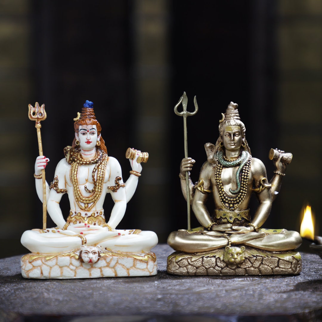 Shiva Statue 15CM Small Size Hand Painted Resin Marble Dust Lord Shiva ...