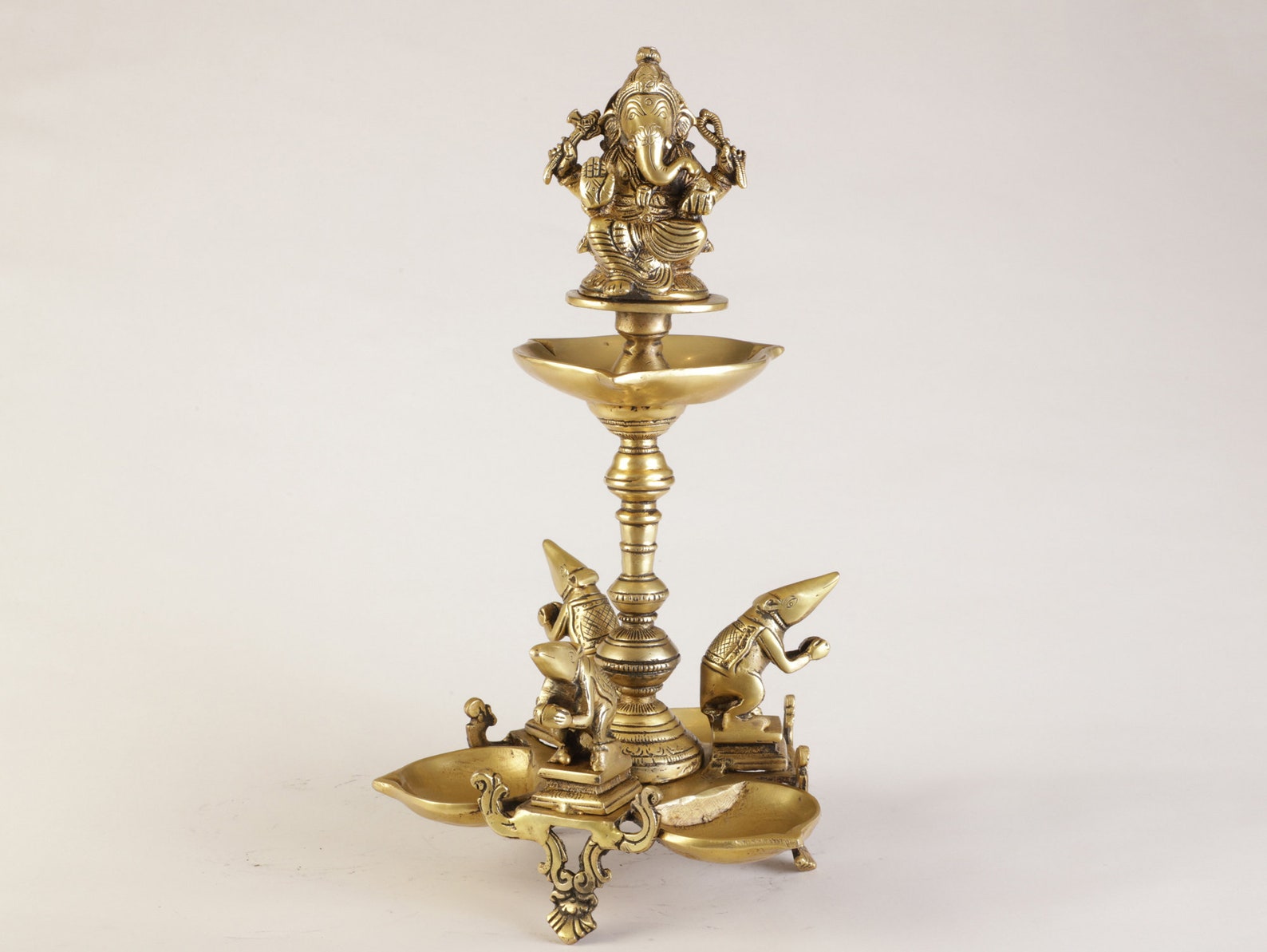 Brass Ganesha Oil Wick Lampganapathi Deepam With Mouseganesh - Etsy