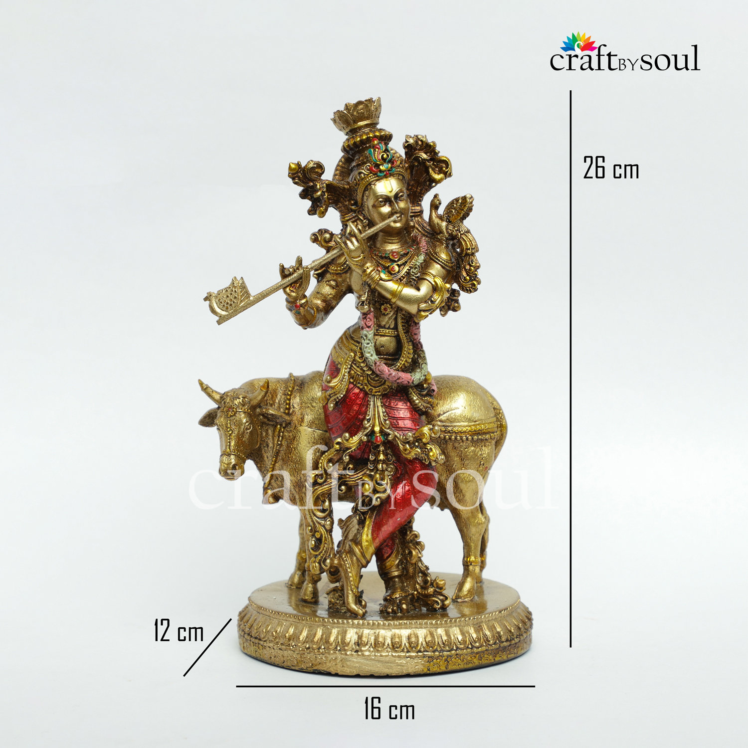Krishna Statue With Cow Statue 26cm Hand Finished Cultured - Etsy