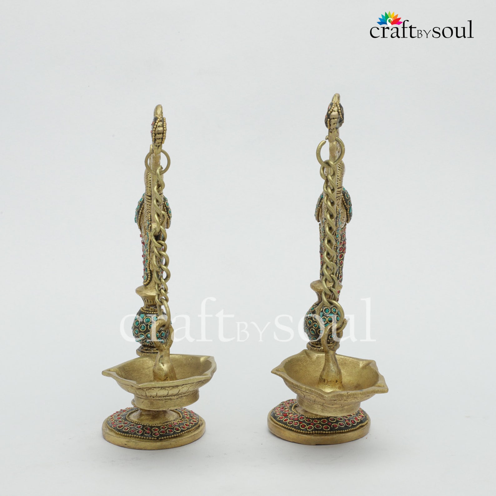 Brass Peacock Diya Stand,brass Appam Deepam,brass Deepak 9 Inch for ...