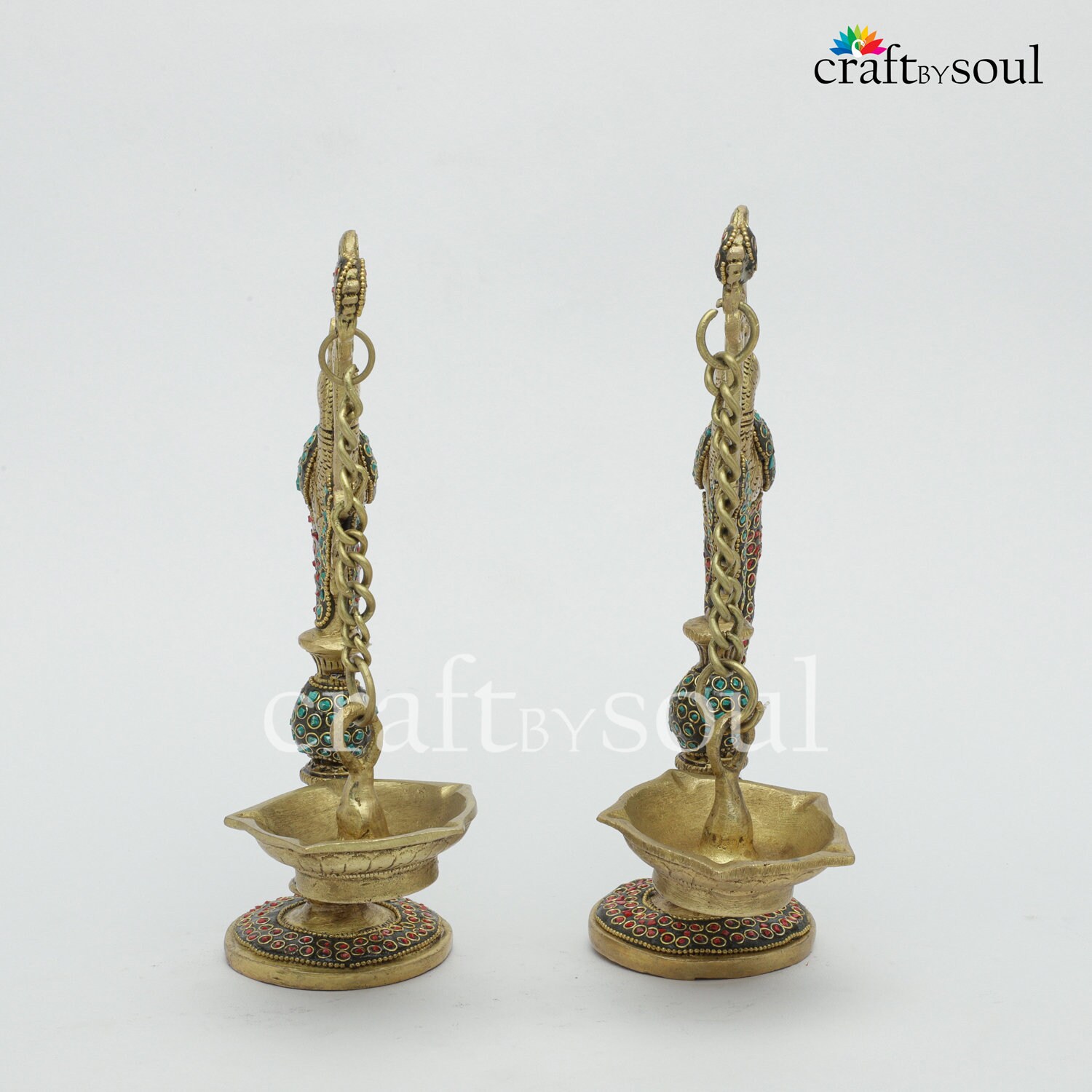 Brass Peacock Diya Stand,brass Appam Deepam,brass Deepak 9 Inch for ...