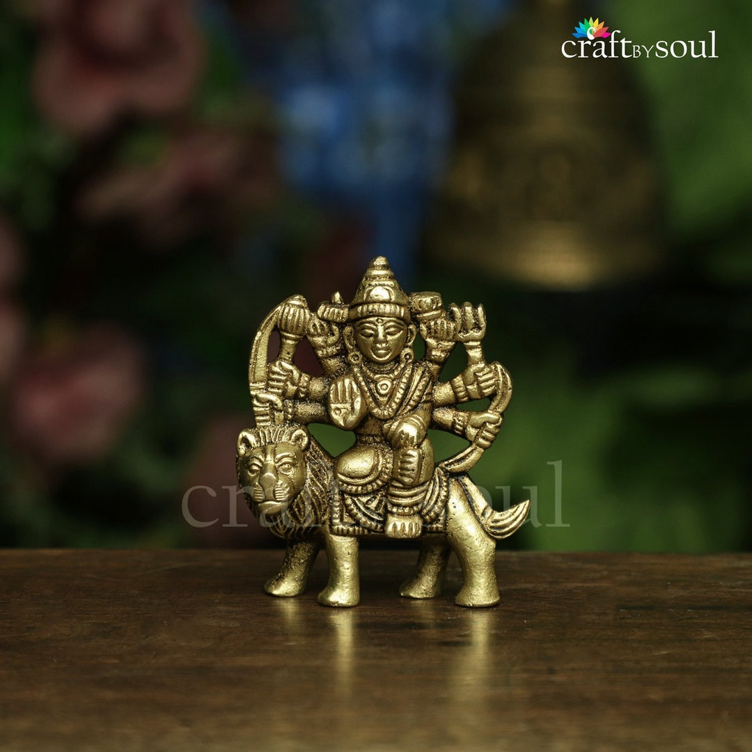 Maa Durga Statue, 6CM Small Inch Brass Devi,handmade Brass Bengali Devi ...