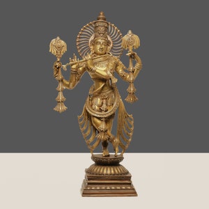 Krishna Statue in Brass, 80 CM Big Large Size Krishna Brass Idol ...