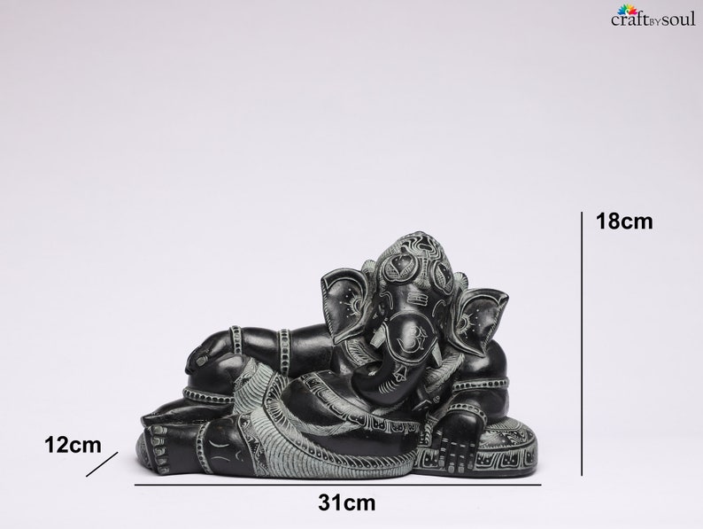 Lord Ganesha Statue,7 Inch Sleeping Ganesh Statue,black Oddisa Stone ...