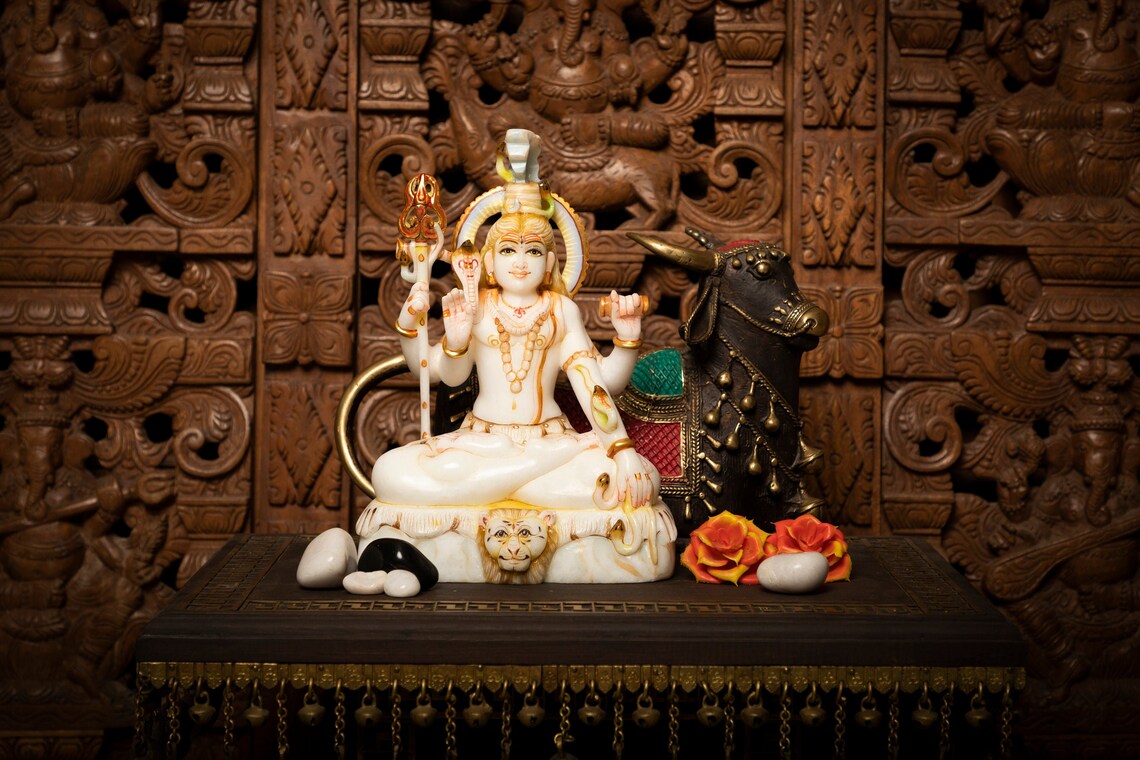 Lord Shiva Statue26cm Shiv Idol Made With Pure Marble Shiv - Etsy