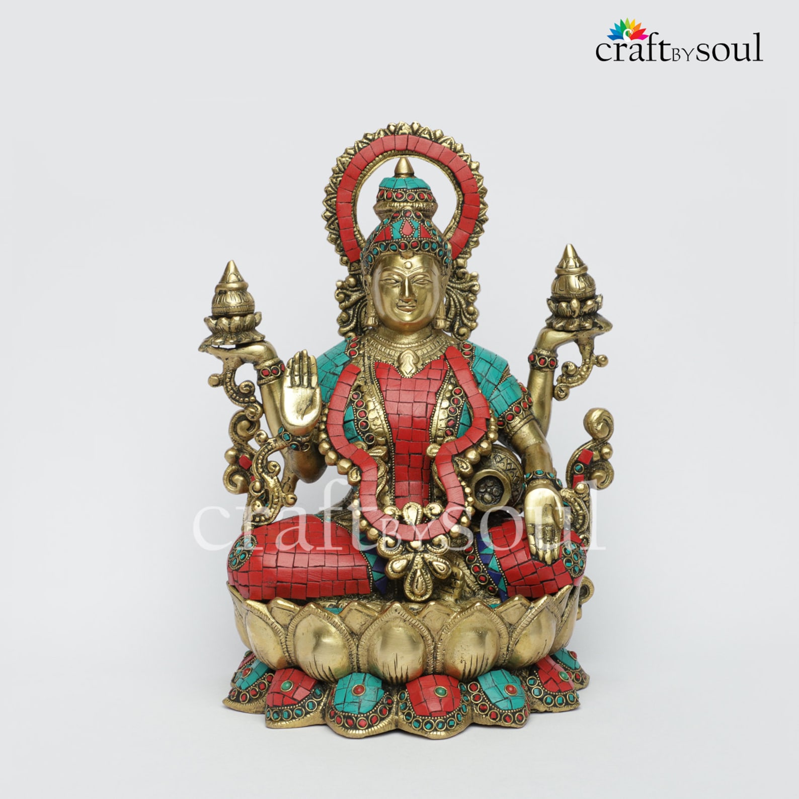 Lakshmi Goddess Statuebrass Stone Sitting Laxmi Idolgodof - Etsy
