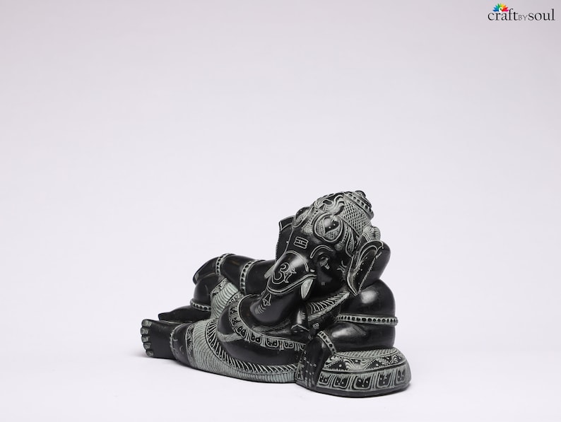 Lord Ganesha Statue,7 Inch Sleeping Ganesh Statue,black Oddisa Stone ...