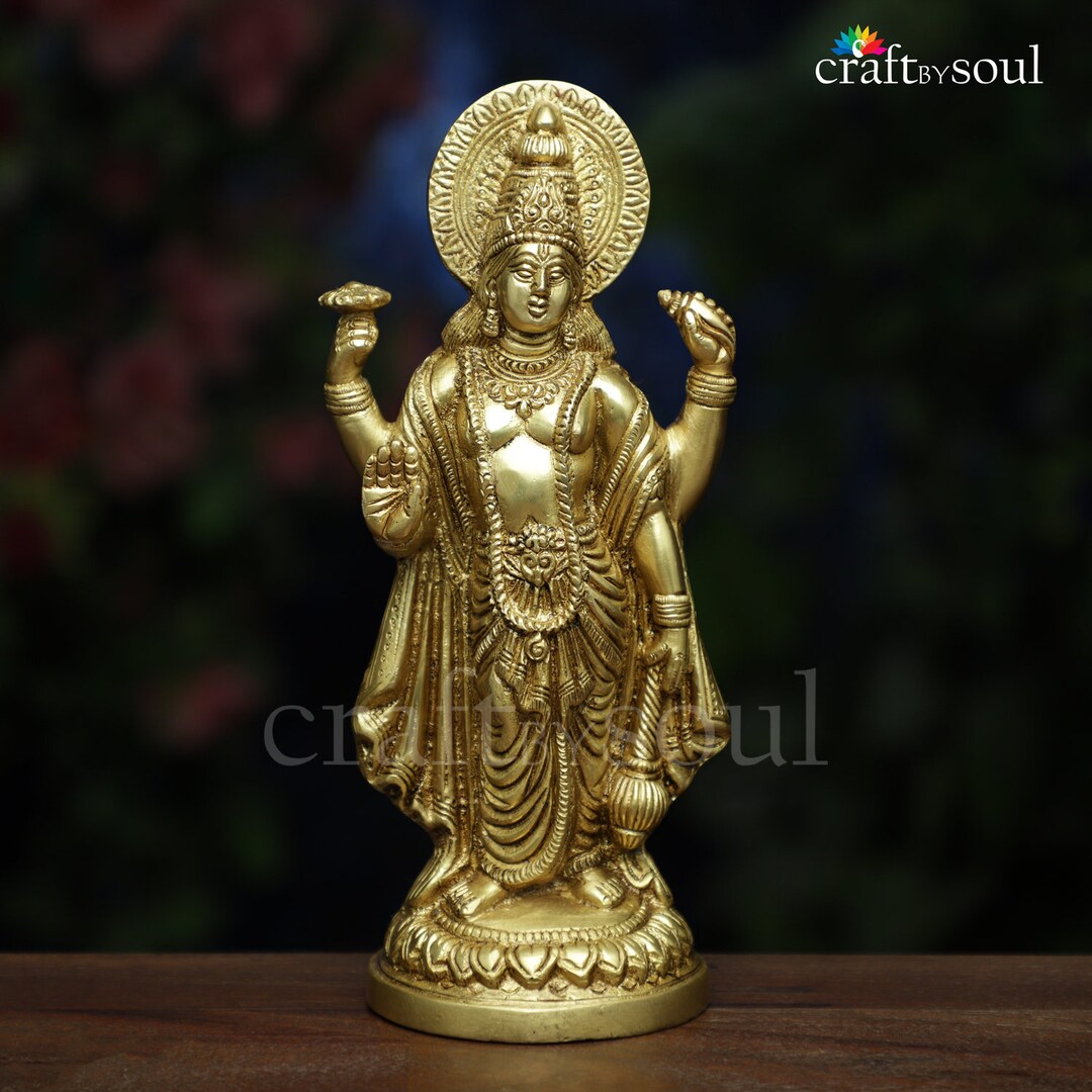 Lord Vishnu Narayan Idol,8 Inch Small Size Standing Vishnu Statue in ...