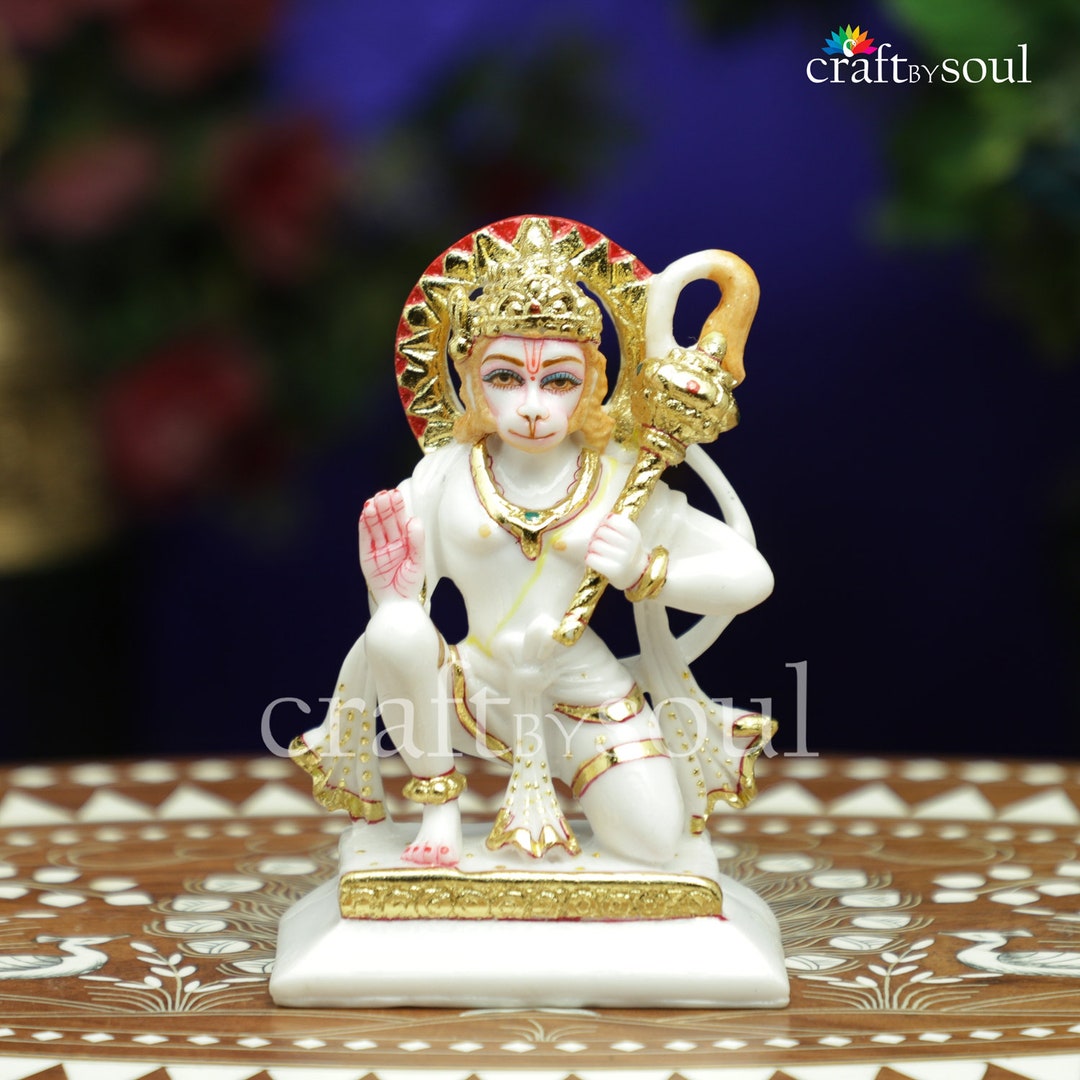 Lord Hanuman Statue,15cm Resin Sitting Hanuman Figurine, Dust Blessing ...