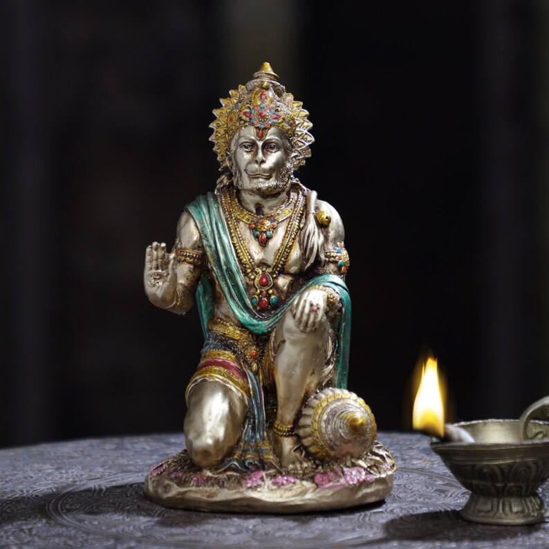 Lord Hanuman Statue,17 Cm Resin Sitting Hanuman Figurine, Resin ...