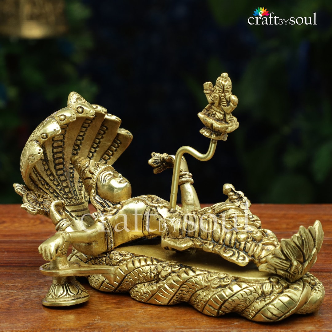 Lakshmi Narayan Idol,12cm Brass Padmanabham Figurine, Laxmi Narayan ...