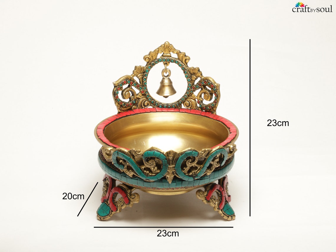 Brass Stone Urli Bowl Bell traditional Bowl Decor Intricate - Etsy