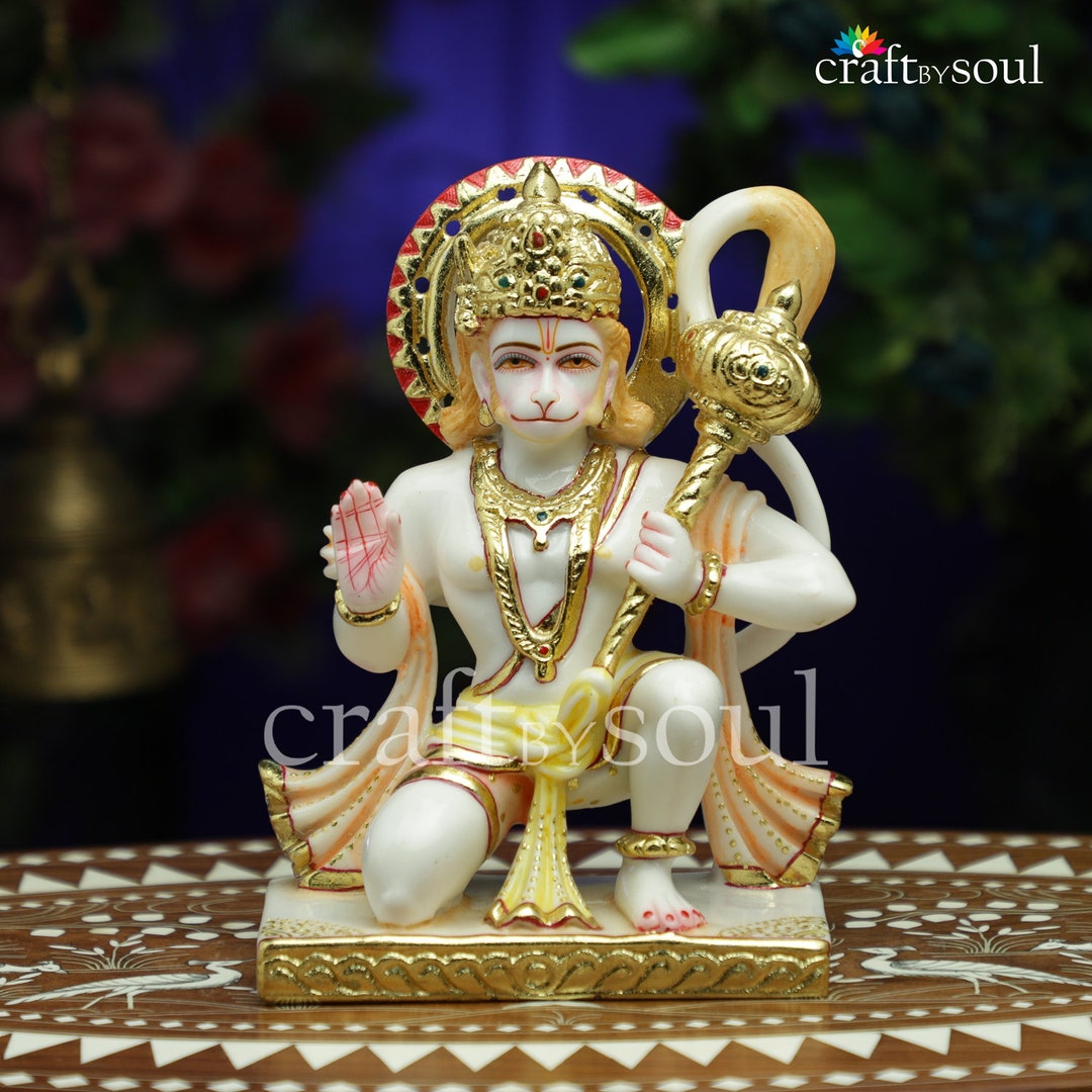 Lord Hanuman Statue,23 Cm Resin Sitting Hanuman Figurine, Dust Blessing ...