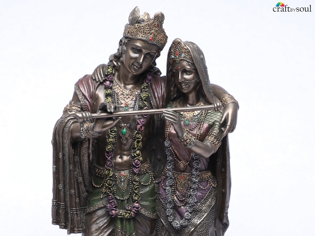 Radha Krishna Statue,11 Zoll Bronze Kunstharz Radha Krishna Statue ...