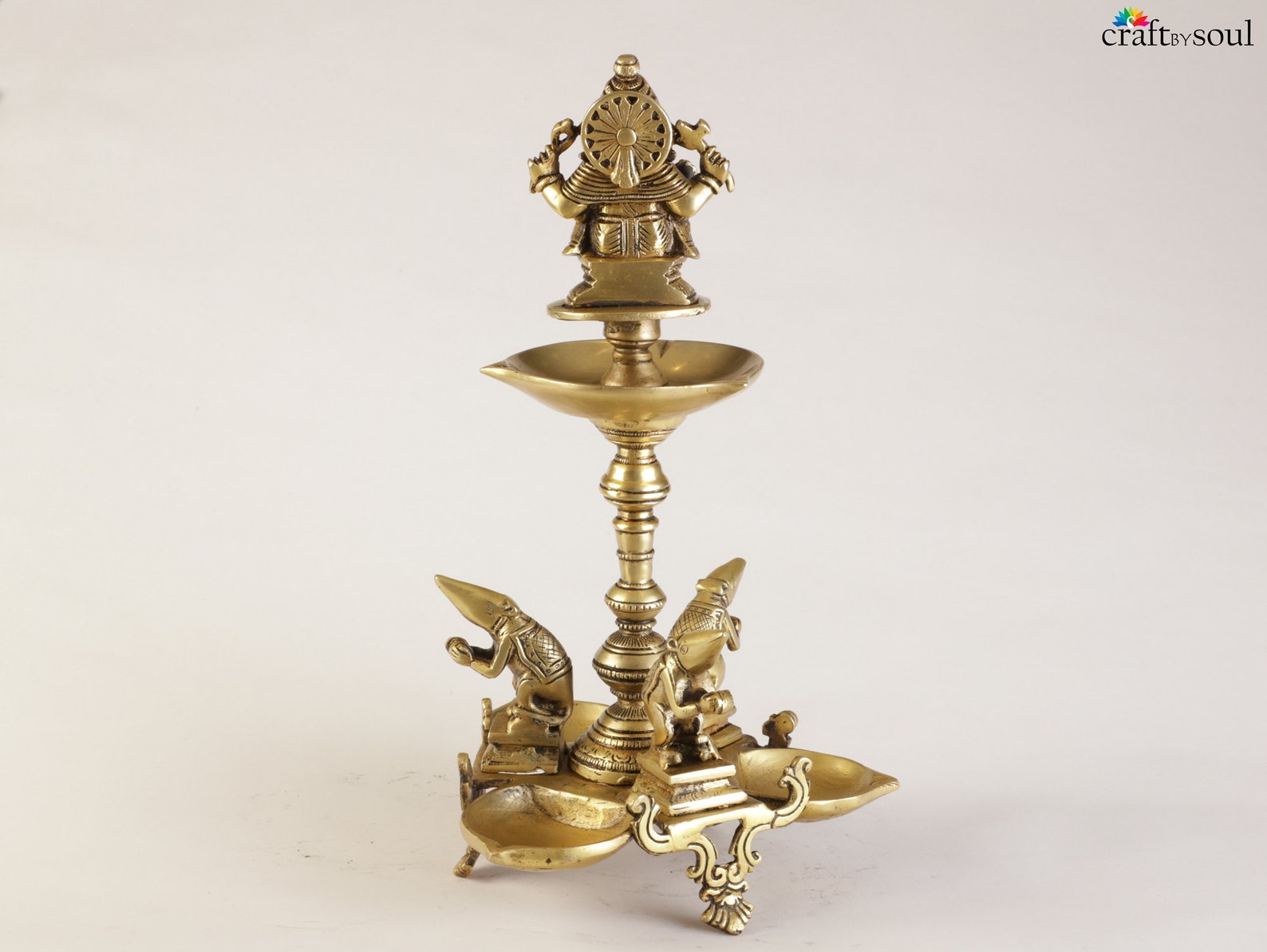 Brass Ganesha Oil Wick Lampganapathi Deepam With Mouseganesh - Etsy