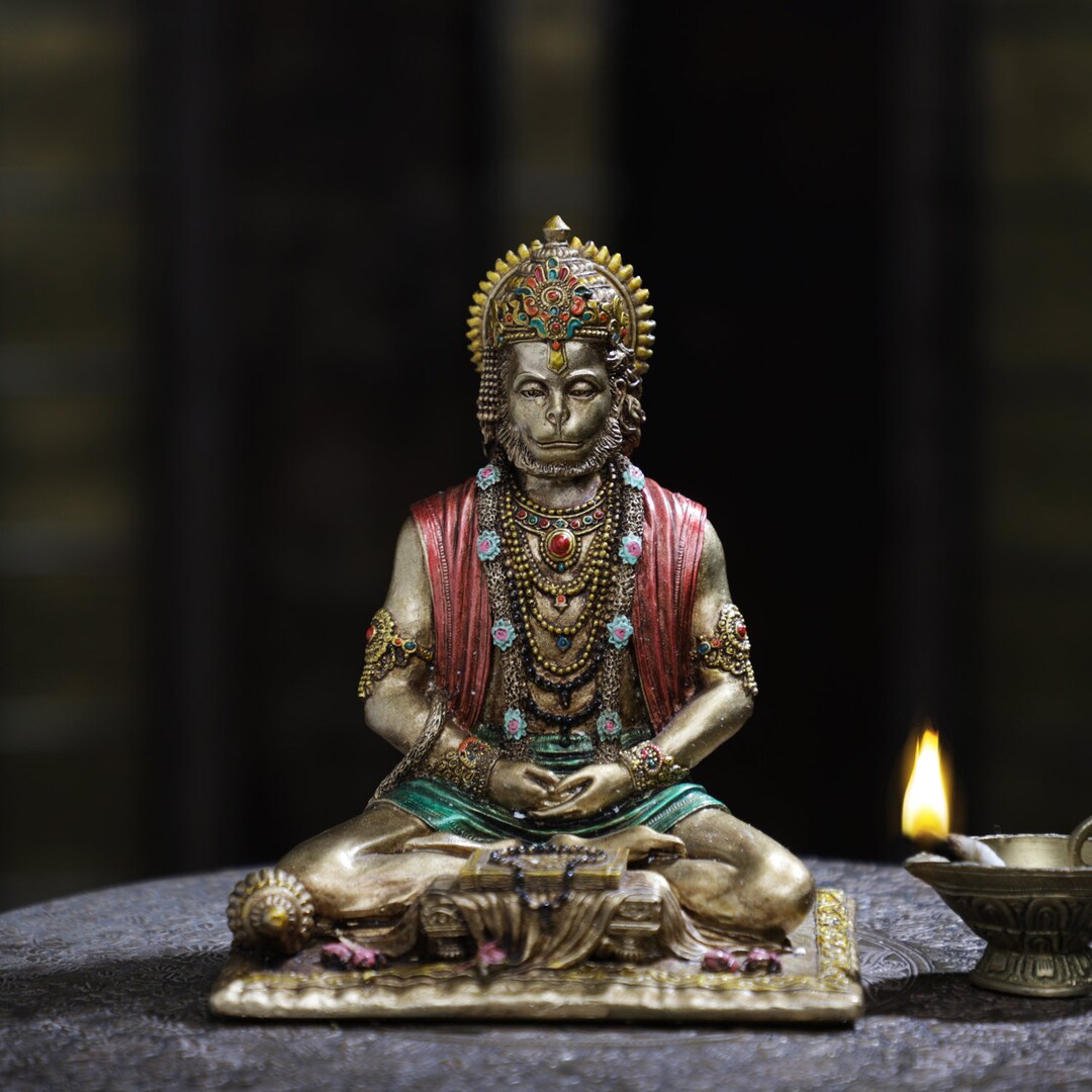 Buy Lord Hanuman Statue,19 Cm Resin Sitting Hanuman Figurine, Resin ...