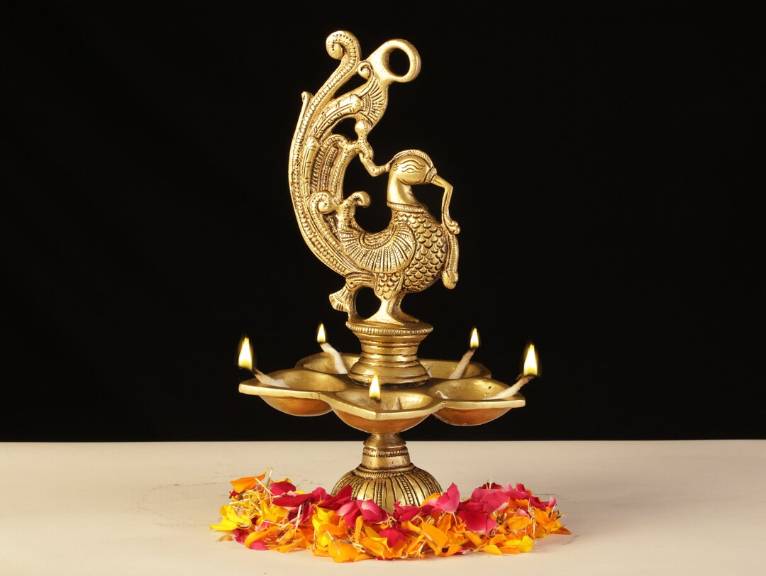 Brass Peacock Diya,brass Appam Deepam, Kuthu Vilakku,annapakshi,oil ...