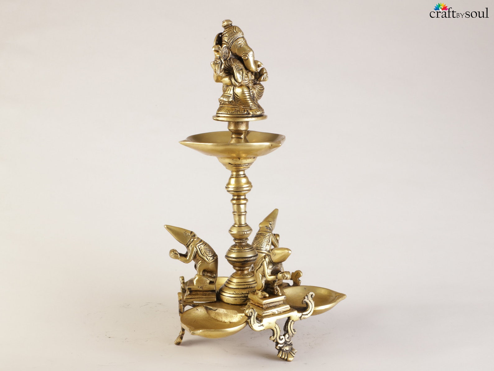 Brass Ganesha Oil Wick Lampganapathi Deepam With Mouseganesh - Etsy