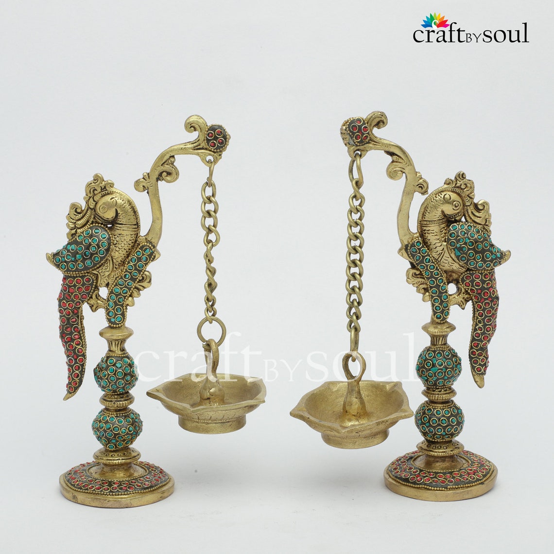 Brass Peacock Diya Stand,brass Appam Deepam,brass Deepak 9 Inch for ...