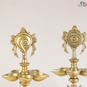 Brass Shankh Chakra Diya, Brass Appam Deepam,brass Deepak 37cm for ...