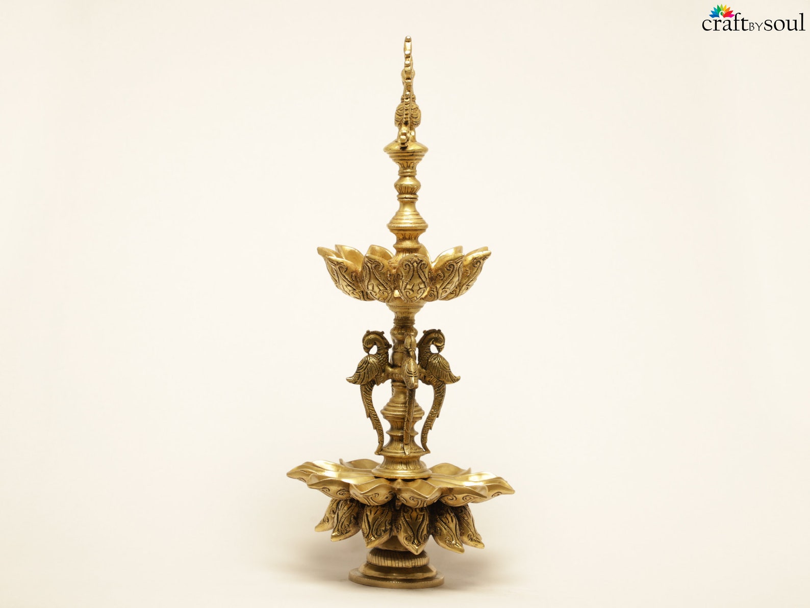 Brass Peacock Diya Stand,brass Appam Deepam,brass Deepak 21inch for ...