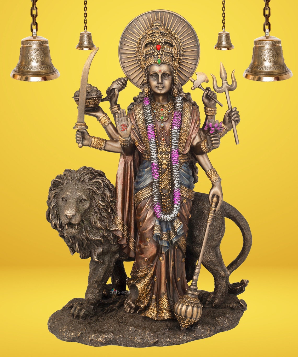 Maa Durga Statue,28cm Cultured Bronze Bengali Devi for House, Goddess ...