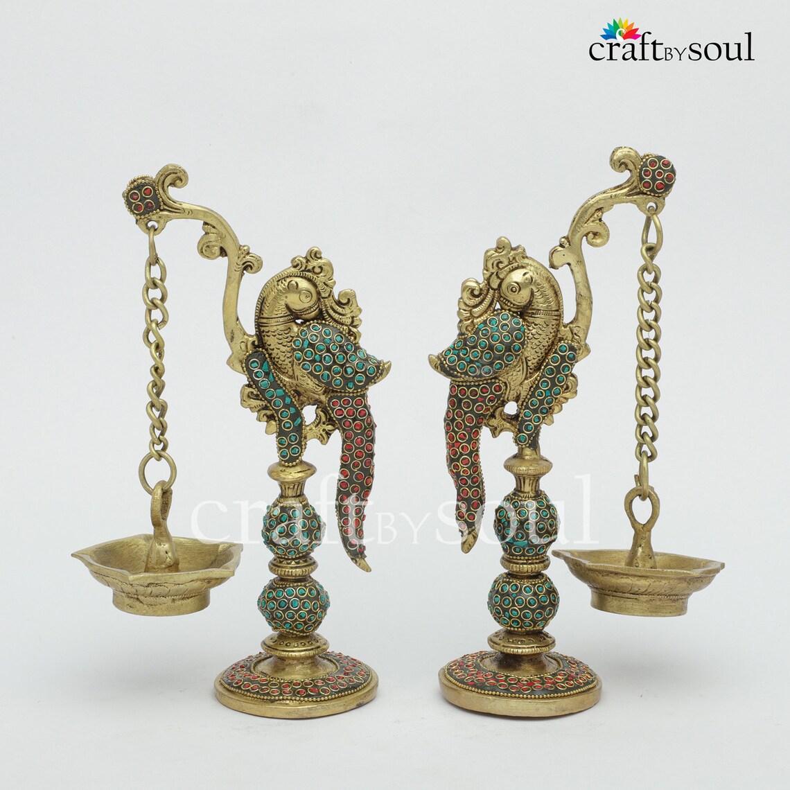 Brass Peacock Diya Stand,brass Appam Deepam,brass Deepak 9 Inch for ...