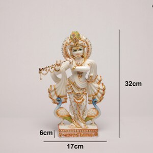 Marble Krishna Statue, 32cm Lord Krishna Idol, Shri Krishan Statue ...