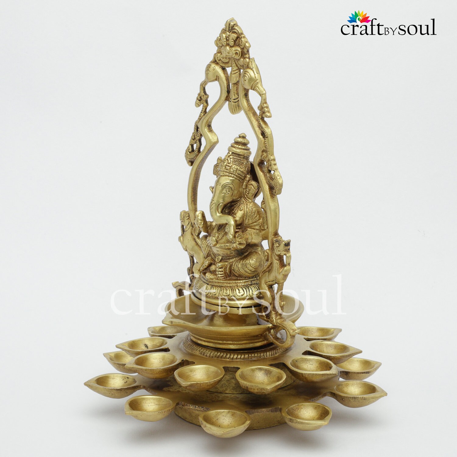 Brass Ganesh Diya, Home Temple Diya, Handmade Oil Lamp, Oil Dia, Indian ...