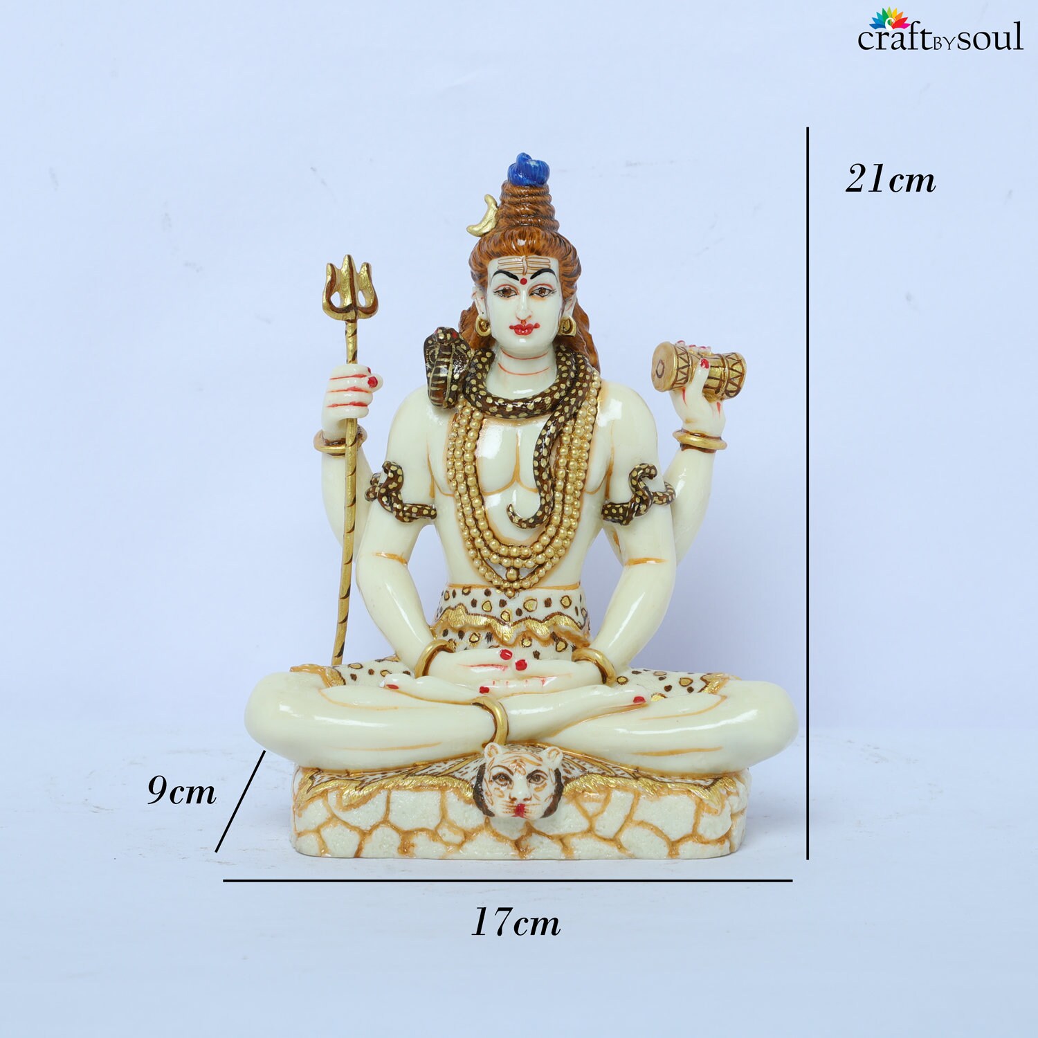 Shiva Statue 21CM Small Size Hand Painted Resin Marble Dust Lord Shiva ...