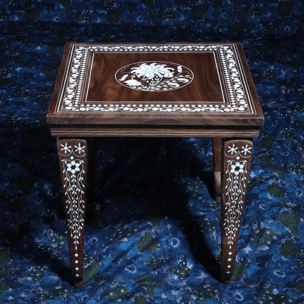 Inlay Wood Side Table - Etsy