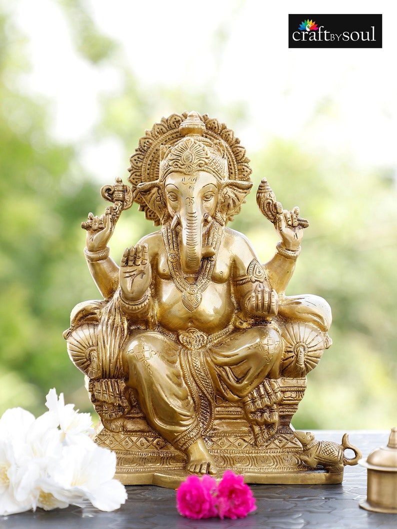 Brass Ganesha Statue Ganesha Statue 21 Cm Lord Ganesh Idol | Etsy