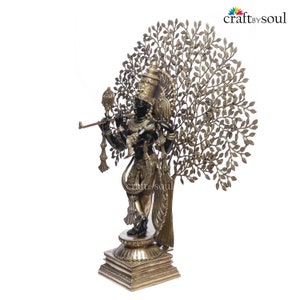Big Krishna Statue With Brass Tree, Krishna With Kalpvriksh, Brass ...