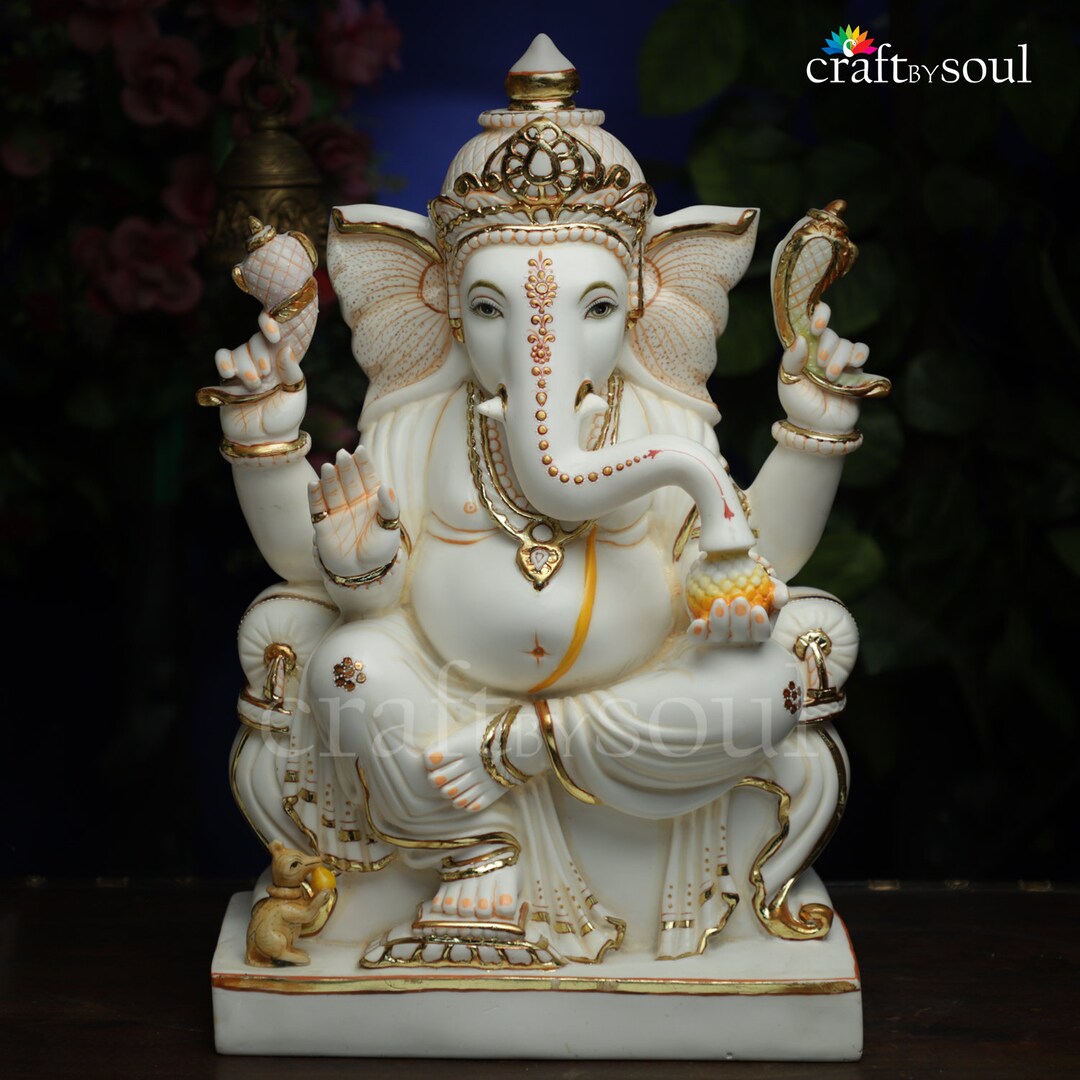 Ganesha Statue,24inch Ganesh Idol,cultured Marble Ganesha Figurine ...