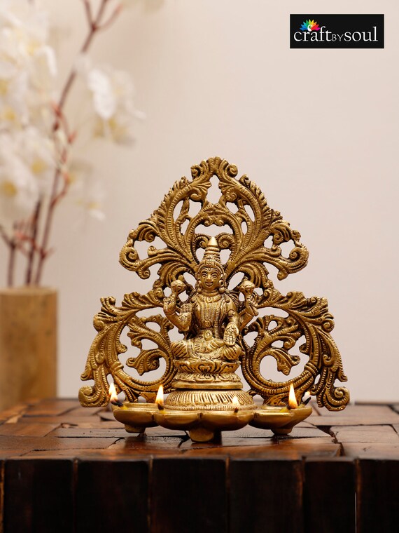 17 cm Brass Laxmi Arch Diya Brass Laxmi Oil lamp Brass | Etsy